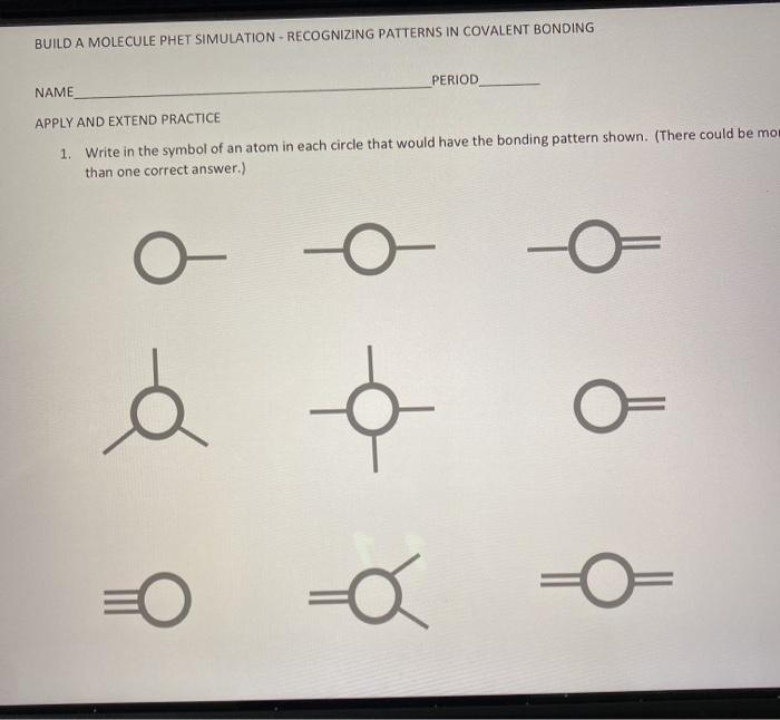 Solved BUILD A MOLECULE PHET SIMULATION - RECOGNIZING | Chegg.com