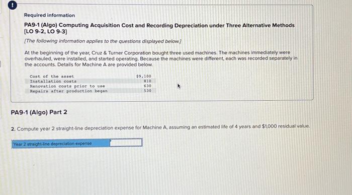 Solved Required information PA9-1 (Algo) Computing | Chegg.com