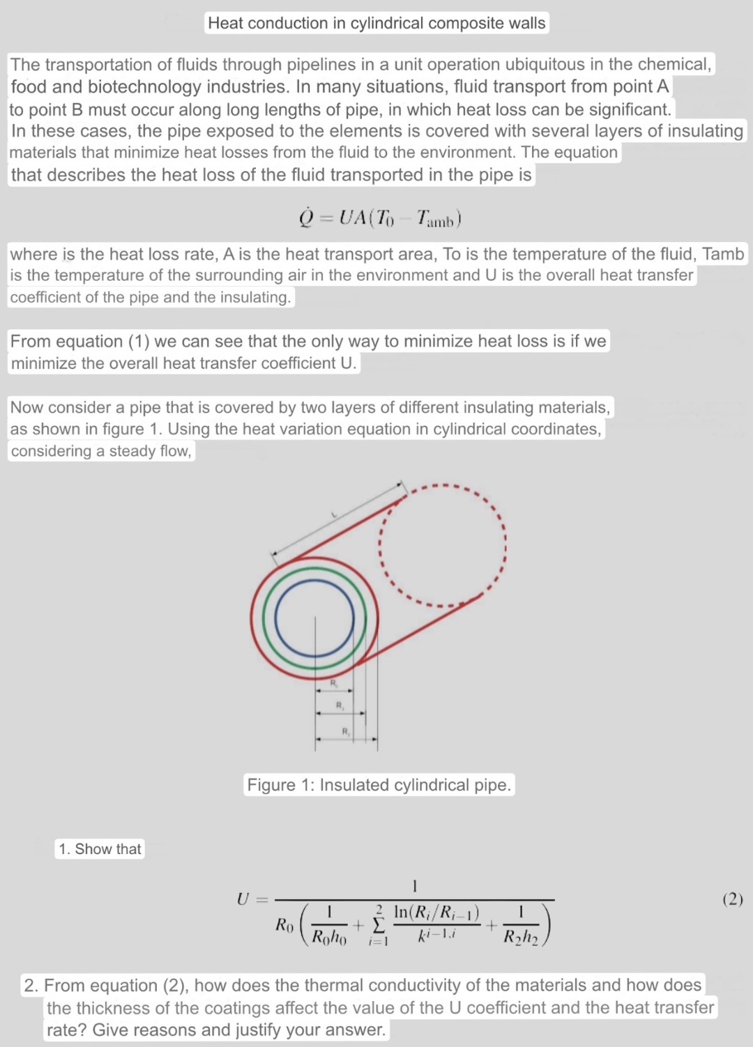 Solved Heat conduction in cylindrical composite wallsThe | Chegg.com