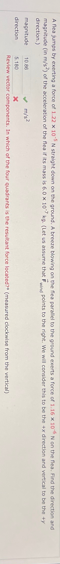 Solved direction.)magnitude 10.86,ms2directionReview vector | Chegg.com