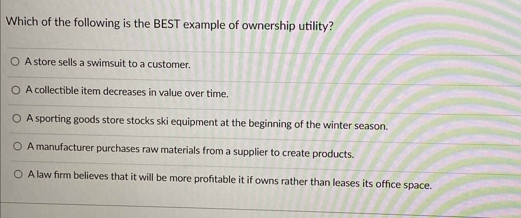 Solved Which of the following is the BEST example of | Chegg.com