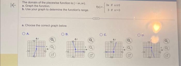 Solved The domain of the piecewise function is (−∞,∞). a. | Chegg.com