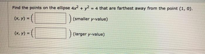 Solved Find the points on the ellipse 4x2 + y2 = 4 that are | Chegg.com