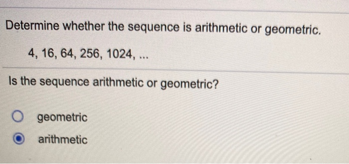 Solved Determine whether the sequence is arithmetic or | Chegg.com