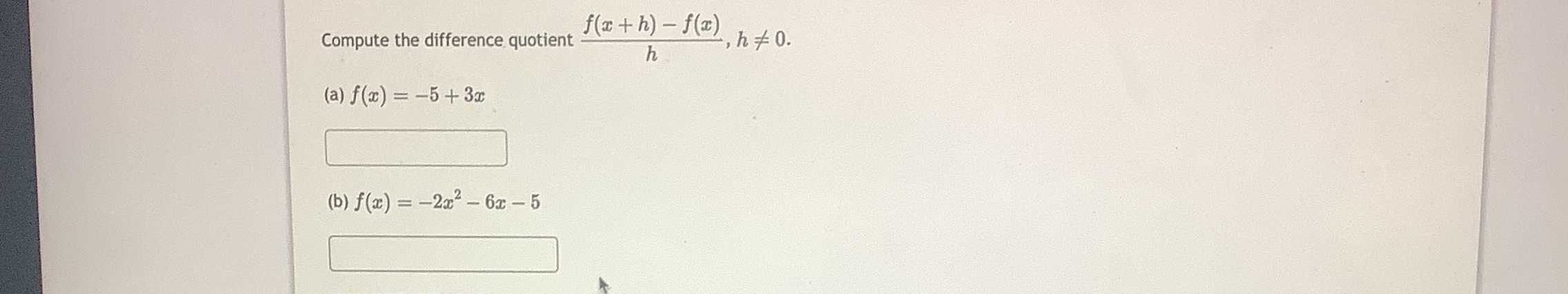 Solved Compute The Difference Quotient