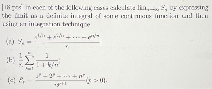 [18 pts] In each of the following cases calculate | Chegg.com