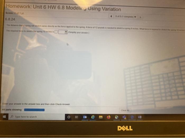 Solved Homework: Unit 6 HW 6.8 Modeling Using Variation | Chegg.com