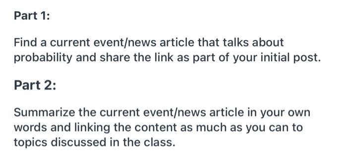 Part 1: Find a current event/news article that talks | Chegg.com