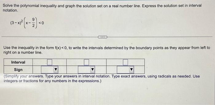 Solved Solve the polynomial inequality and graph the | Chegg.com