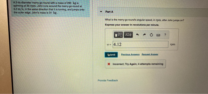 Solved A3-m-diameter merry go round with a mass of 290 kg is | Chegg.com