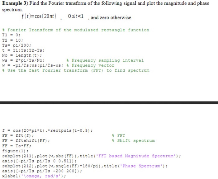 Solved Example 1) Find the Fourier transform of the | Chegg.com