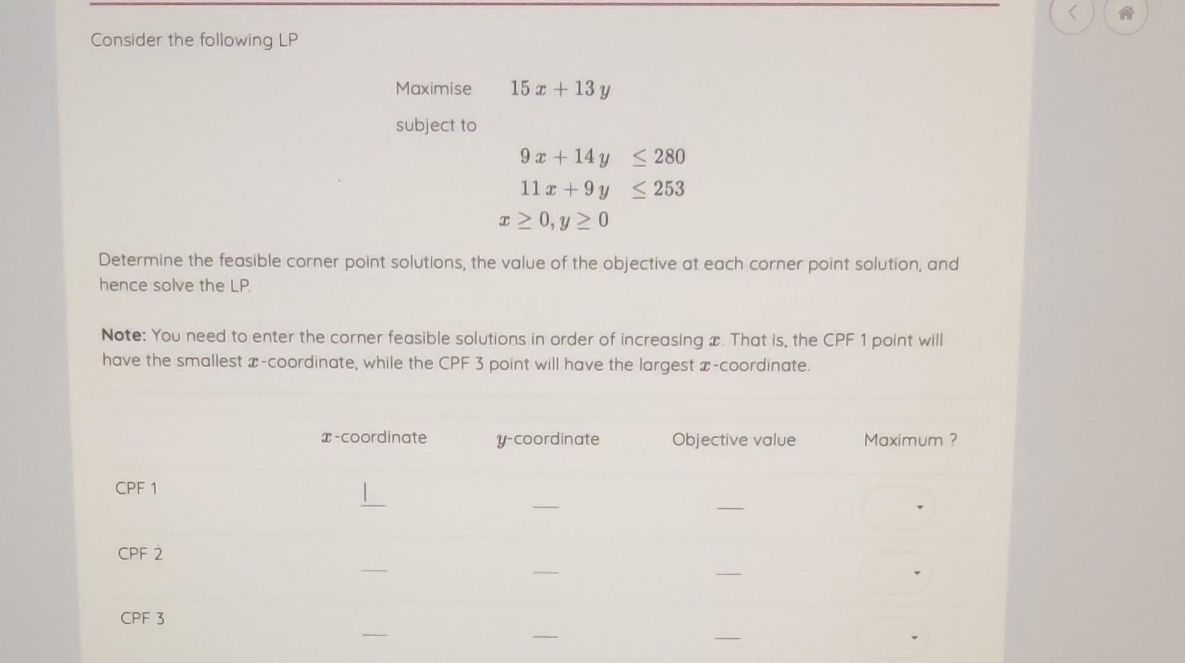 Solved Consider the following LP Maximise 15x+13y subject | Chegg.com