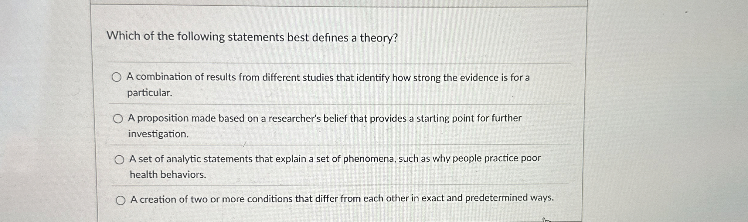 Solved Which of the following statements best defines a | Chegg.com