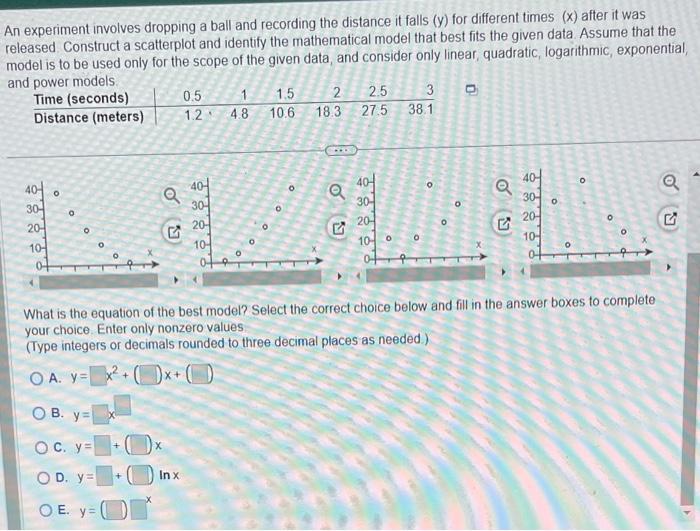 Solved An experiment involves dropping a ball and recording | Chegg.com