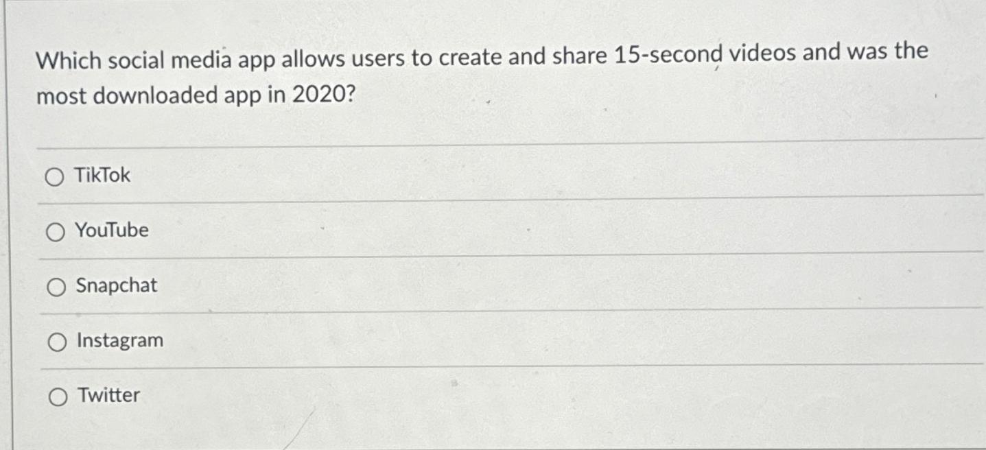 Solved Which social media app allows users to create and | Chegg.com