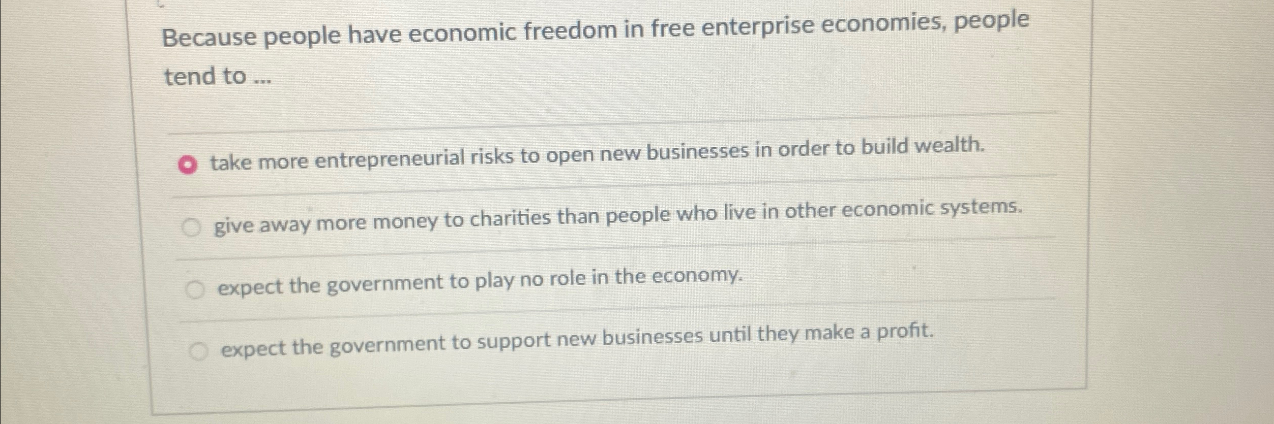 Solved Because people have economic freedom in free | Chegg.com