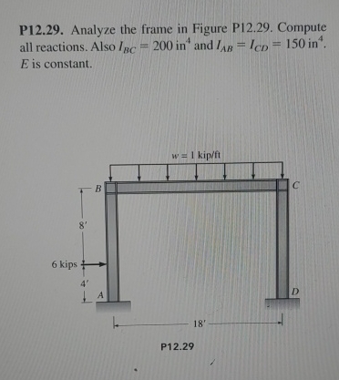 Solved P12.29. ﻿Analyze the frame in Figure P12.29. ﻿Compute | Chegg.com
