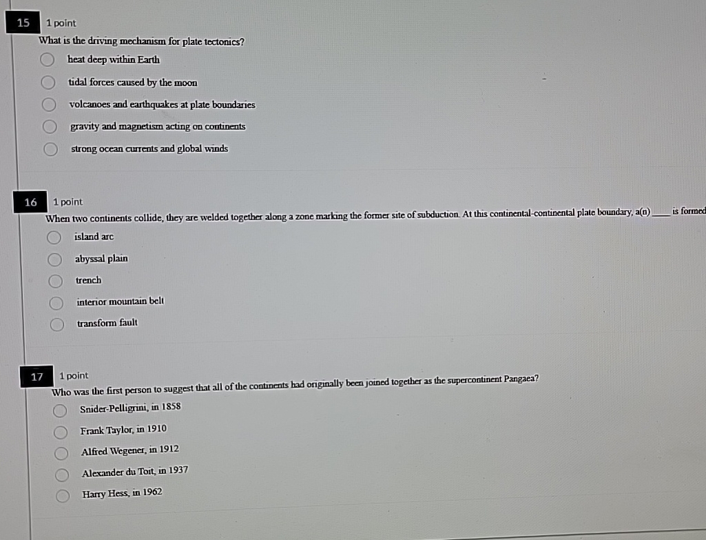 Solved 151 ﻿pointWhat is the driving mechanism for plate | Chegg.com