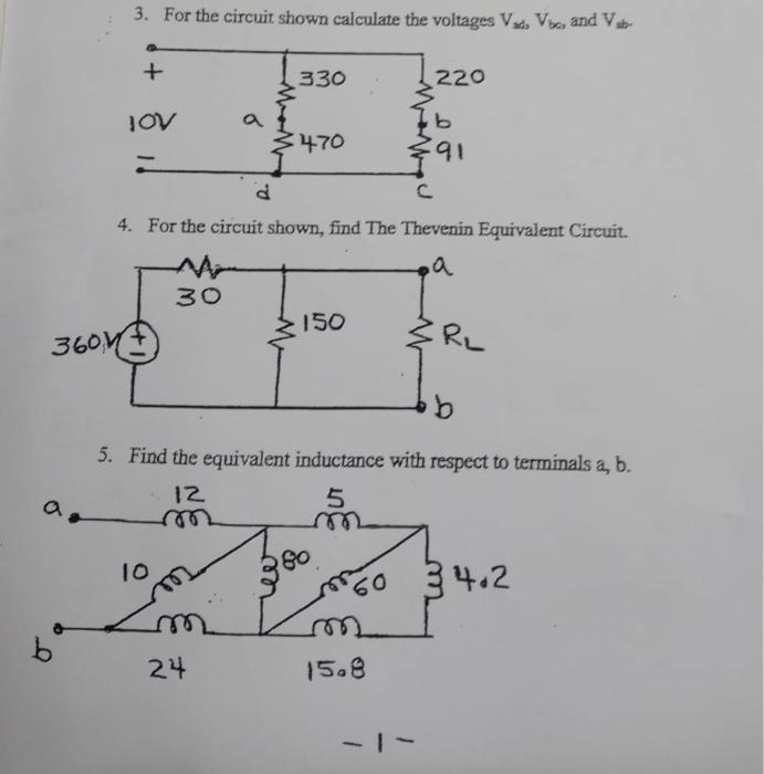 Solved 3. For the circuit shown calculate the voltages \\( | Chegg.com