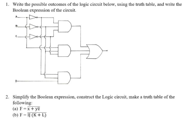 Solved Logic Circuit and Switching Theory pls do answer my | Chegg.com