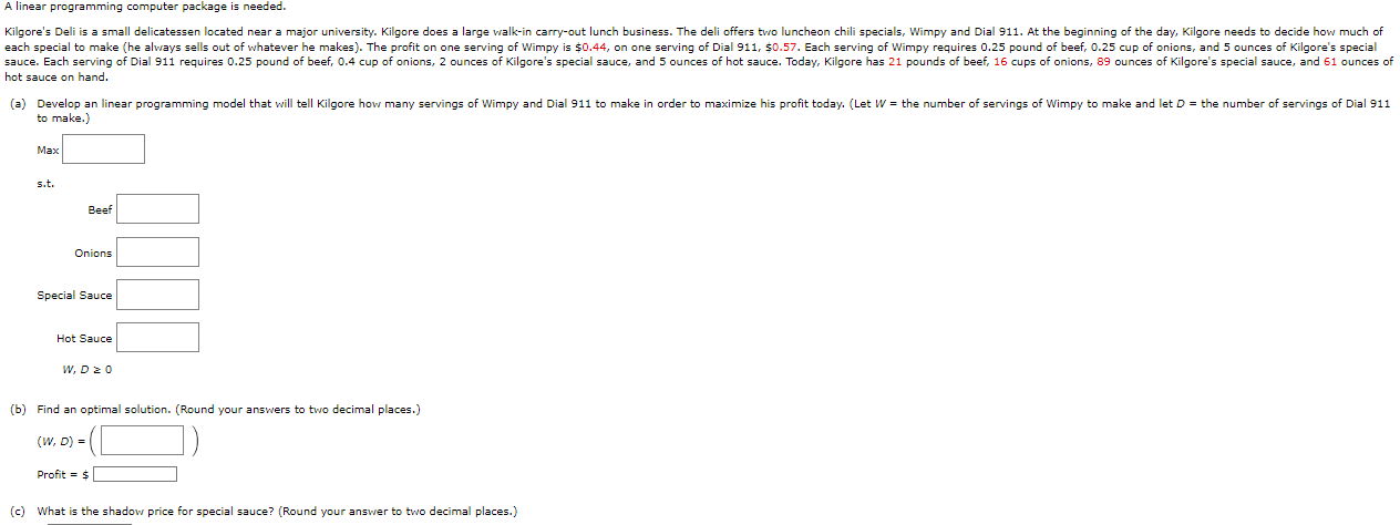 Solved A linear programming computer package is needed. hot | Chegg.com
