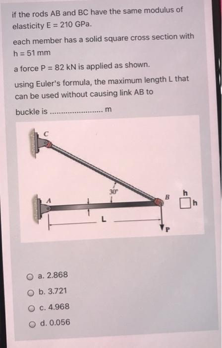 Solved if the rods AB and BC have the same modulus of | Chegg.com