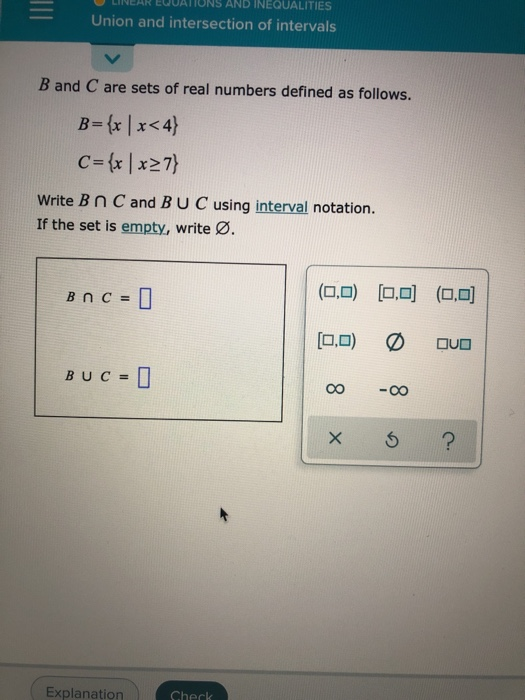 Solved = AND INEQUALITIES Union and intersection of | Chegg.com
