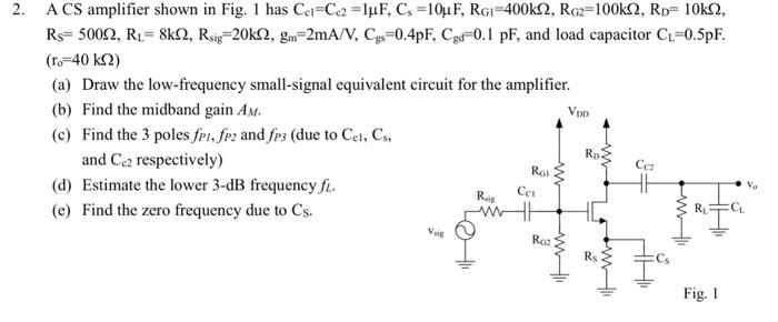 Solved A CS amplifier shown in Fig. 1 has | Chegg.com
