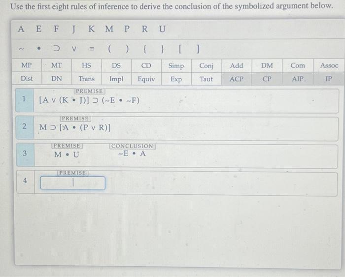 Use the first eight rules of inference to derive the | Chegg.com