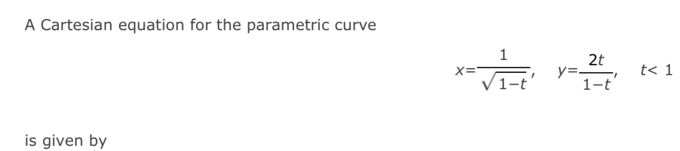 Solved A Cartesian equation for the parametric | Chegg.com