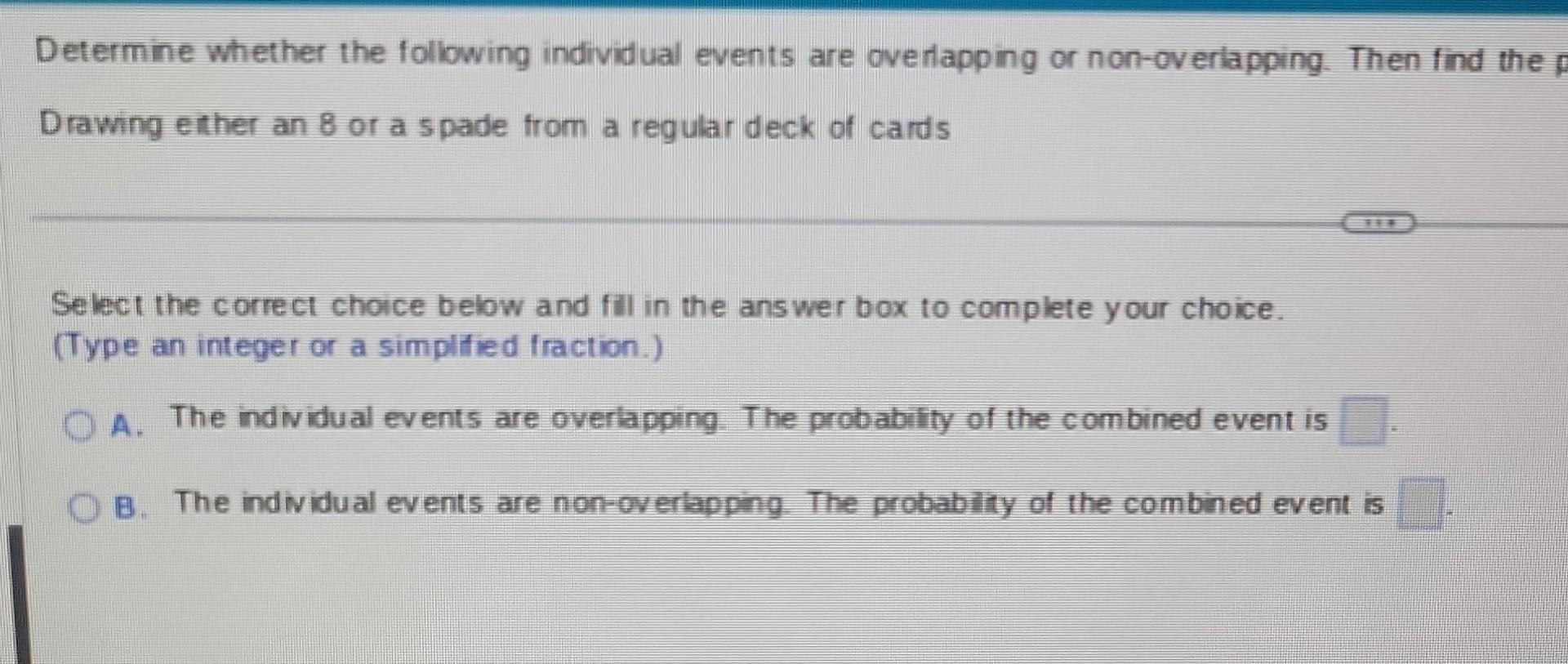Solved Draw an either an eight or a spade from a regular | Chegg.com
