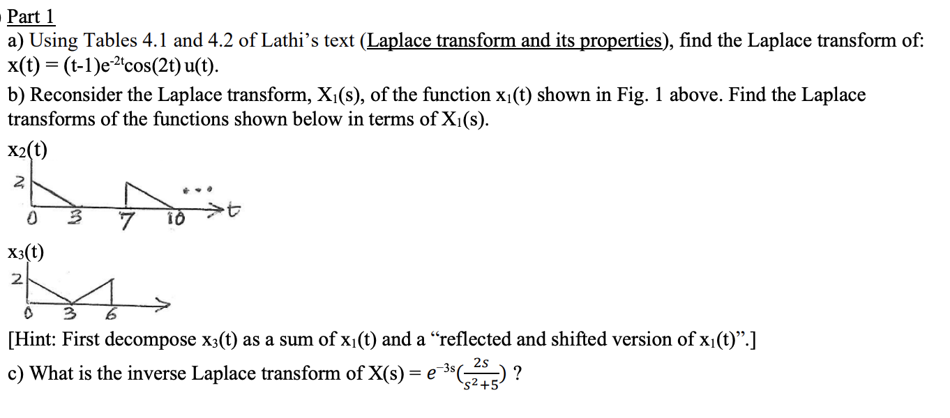 Solved Part 1a) ﻿Using Tables 4.1 ﻿and 4.2 ﻿of Lathi's text | Chegg.com