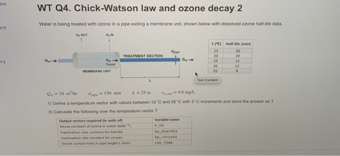 ew WT Q4. Chick-Watson law and ozone decay 2 Water is | Chegg.com