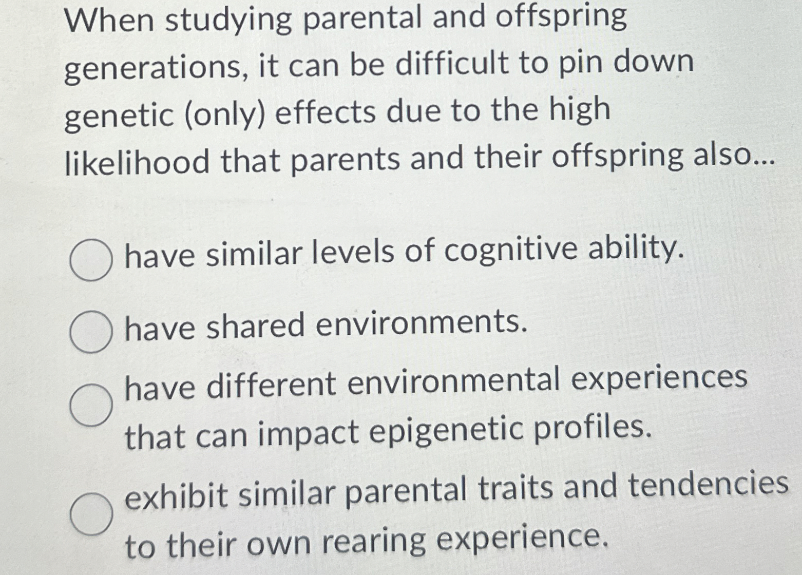 Solved When studying parental and offspring generations, it | Chegg.com