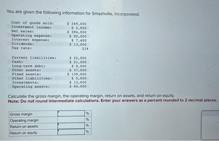 Solved You are given the following information for | Chegg.com
