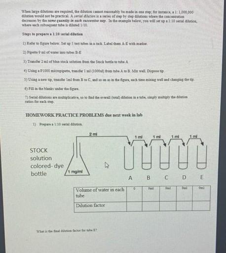 Solved 1107K Serial Dilution Serial Dilution explanation and | Chegg.com