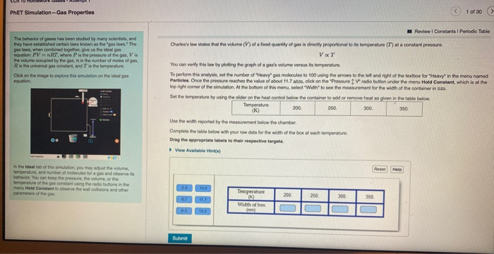 Solved PHET Simulation-Gas Properties 1 of 30 Review | Chegg.com