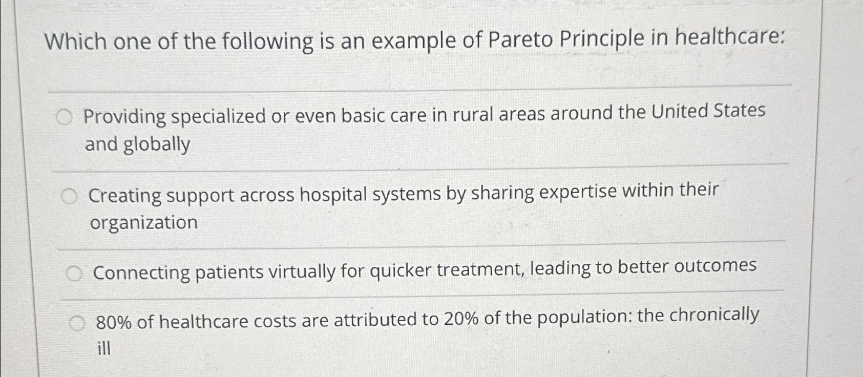 Solved Which one of the following is an example of Pareto | Chegg.com