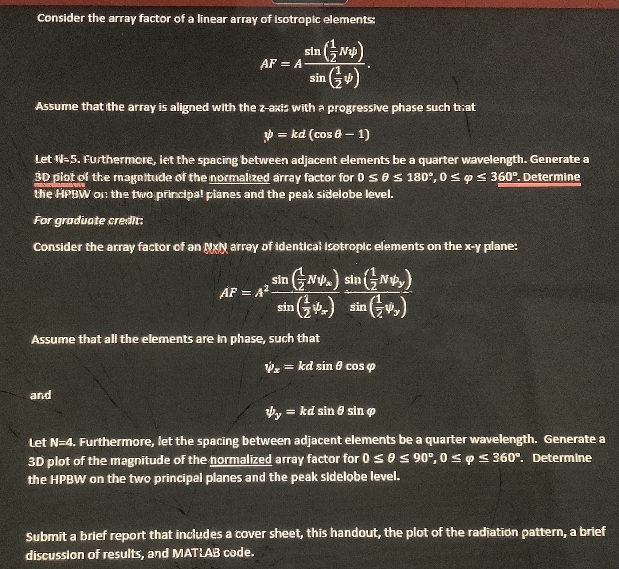Consider the array factor of a linear array of | Chegg.com