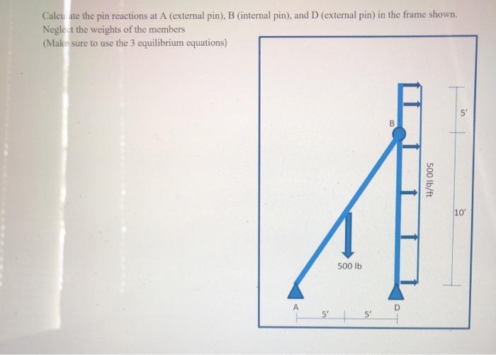 Solved Calcu ate the pin reactions at A (external pin), B | Chegg.com