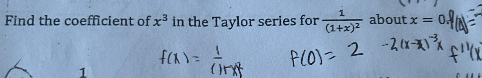 Solved Find the coefficient of x3 ﻿in the Taylor series for | Chegg.com
