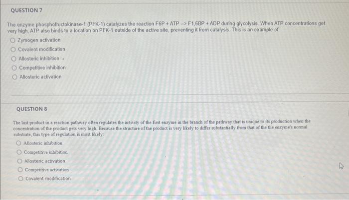 Solved The enzyme phosphofructokinase-1 (PFK-1) catalyzes | Chegg.com