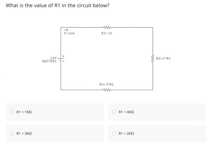 Solved What is the value of R1 in the circuit below? R1=1 KΩ | Chegg.com