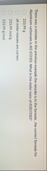 Solved There was a mistake in the previous example the | Chegg.com