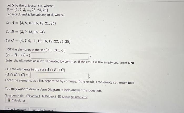 Solved Suppose Set A contains 49 elements and the total | Chegg.com