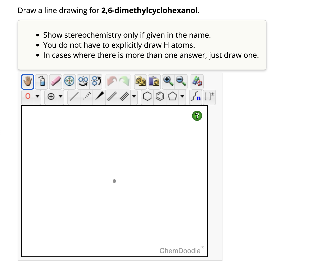 Solved Draw a line drawing for 2,6-dimethylcyclohexanol.- | Chegg.com