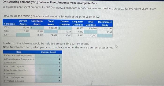 Solved A) compute the missing balance sheet amounts for each | Chegg.com
