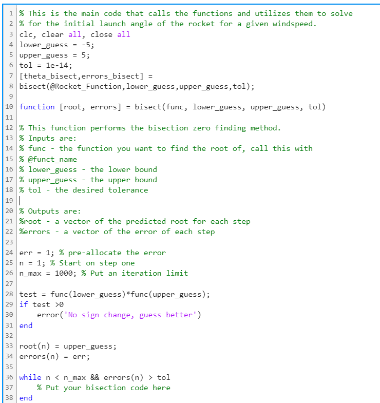 Solved • ﻿Bisection You will need to modify the bisect.m | Chegg.com