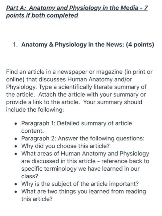 Solved Part A: Anatomy and Physiology in the Media - 7 | Chegg.com