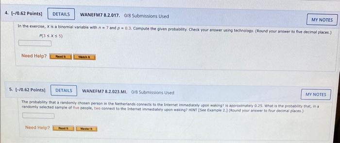 Solved In the exercise, x is a binomial variable with n=7 | Chegg.com